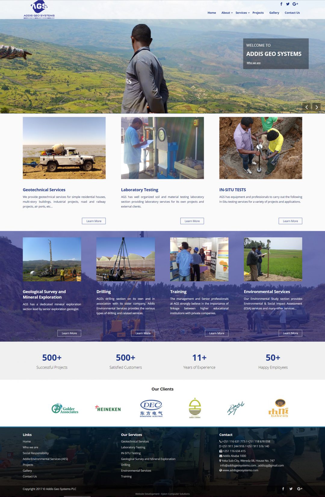 Addis Geo Systems Website Design Project - Epion Computer Solutions Addis Ababa Ethiopia Web ...