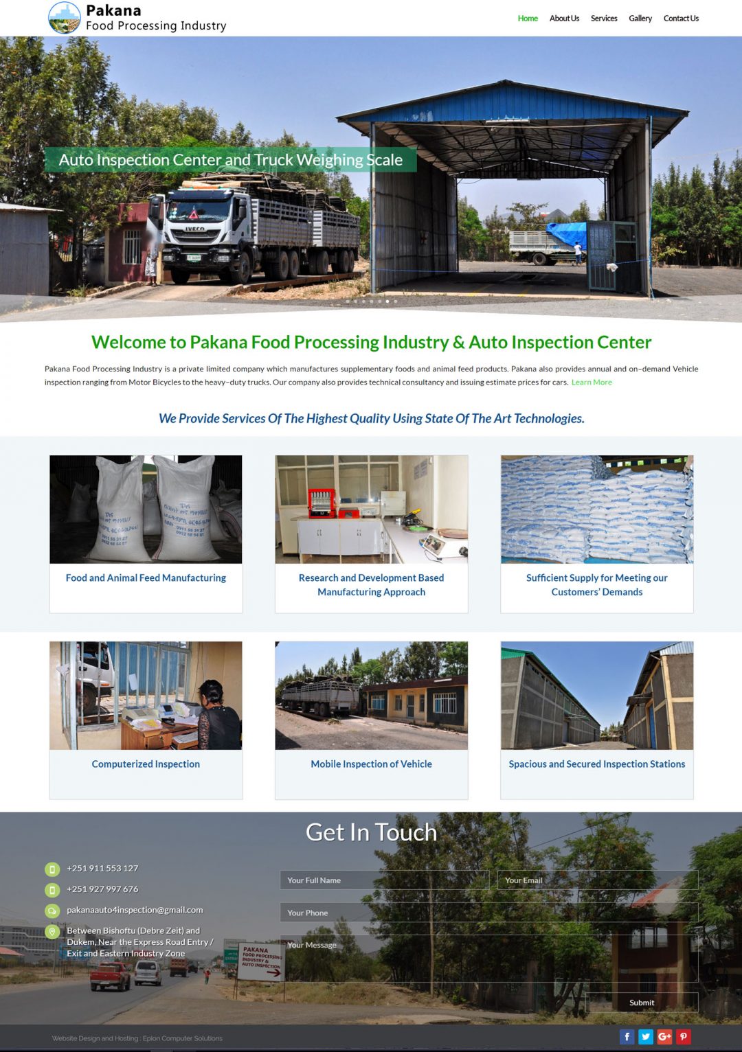 Pakana Food Processing Industry and Auto Inspection Center - Epion Computer Solutions Website ...