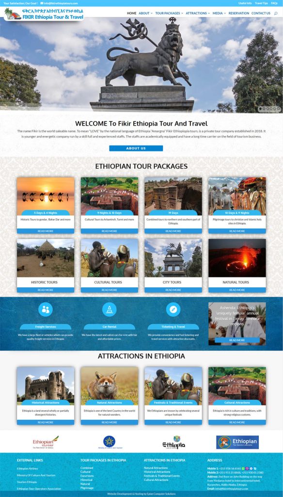 Fikir Ethiopia Tours - Website Design Development for Tour Operators Travel Companies Addis ...
